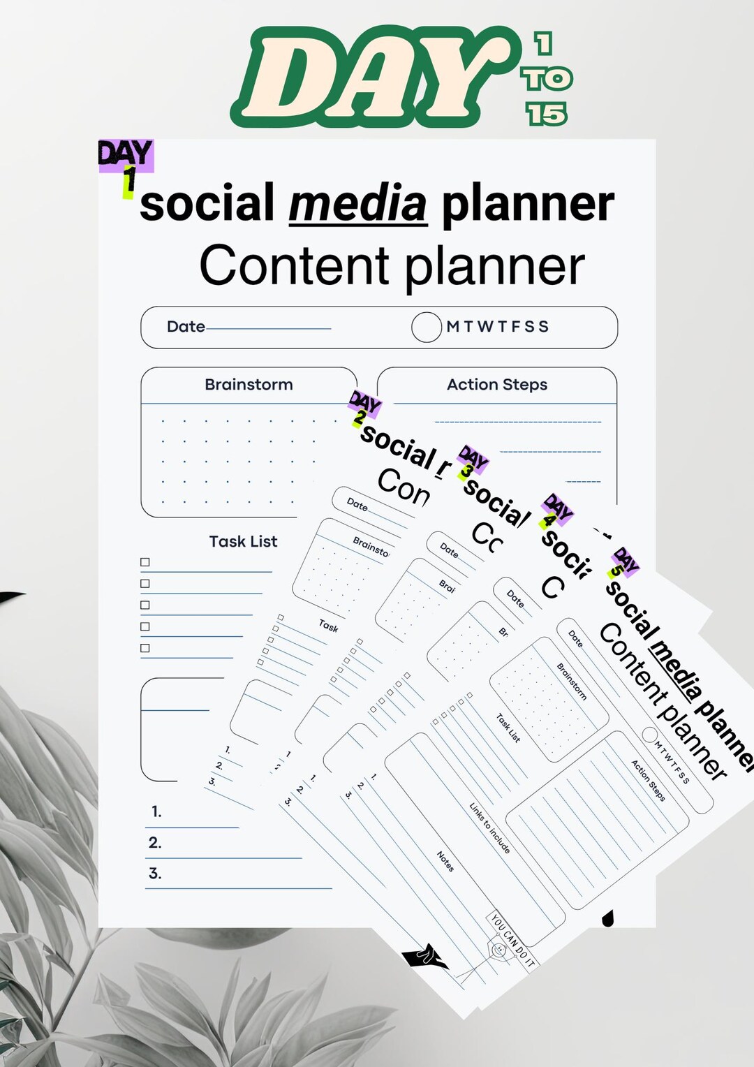 Social Media Content Planner Bundle: Printable Calendar, Strategy ...