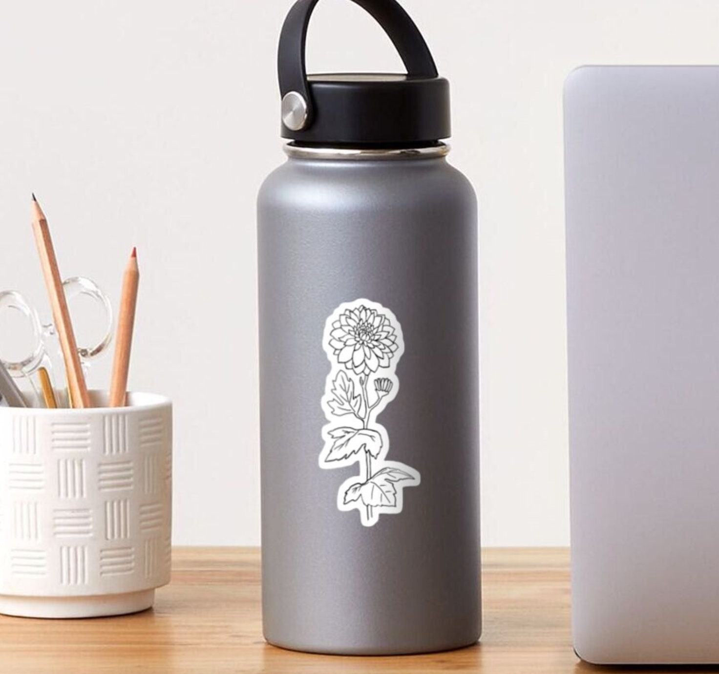 Birth Month Flower November Flower Sticker Chrysanthemum Sticker Black ...