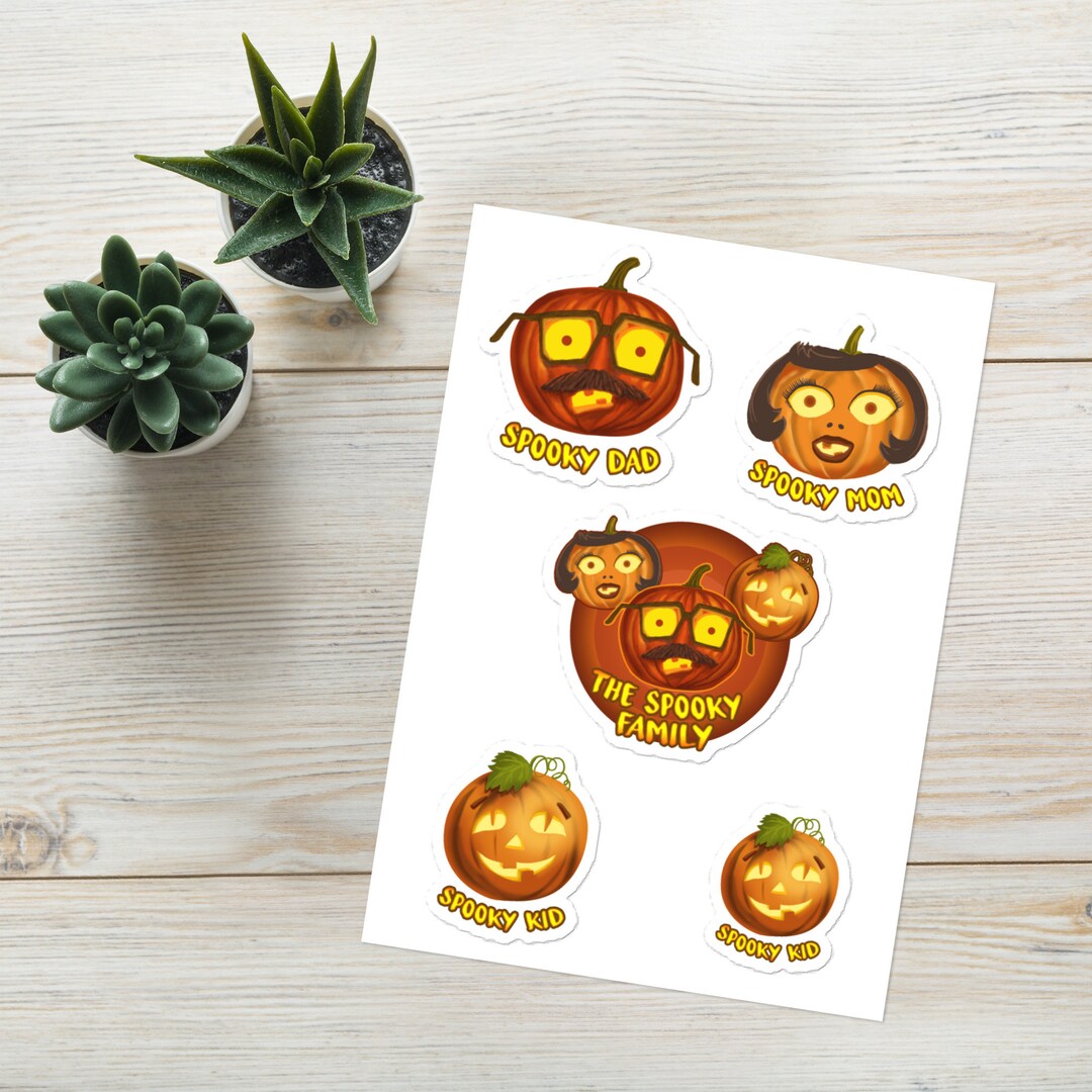 Halloween Stickers Sheet Cute Halloween Pumpkin Spooky Family - Etsy