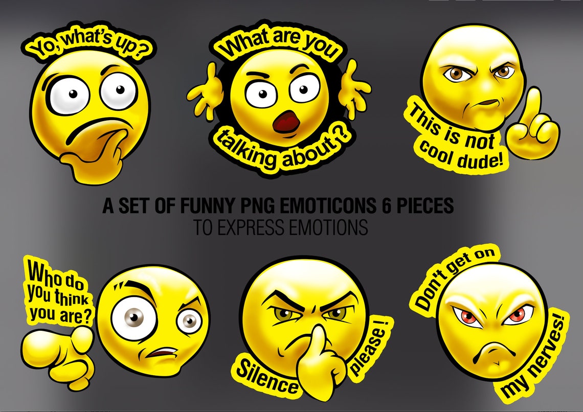 Emoji Clipart PNG Mood Emoji Character Smiley Face Clipart - Etsy