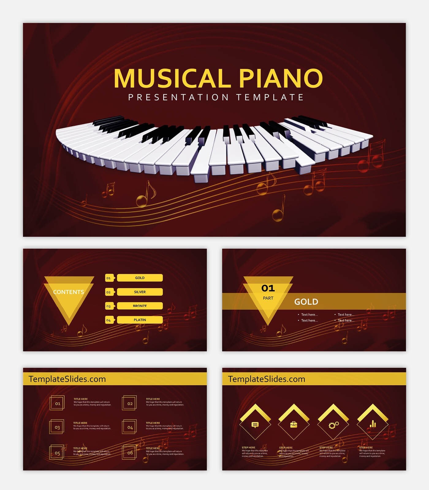Music Piano Production Powerpoint Template, Musical Google Slides ...