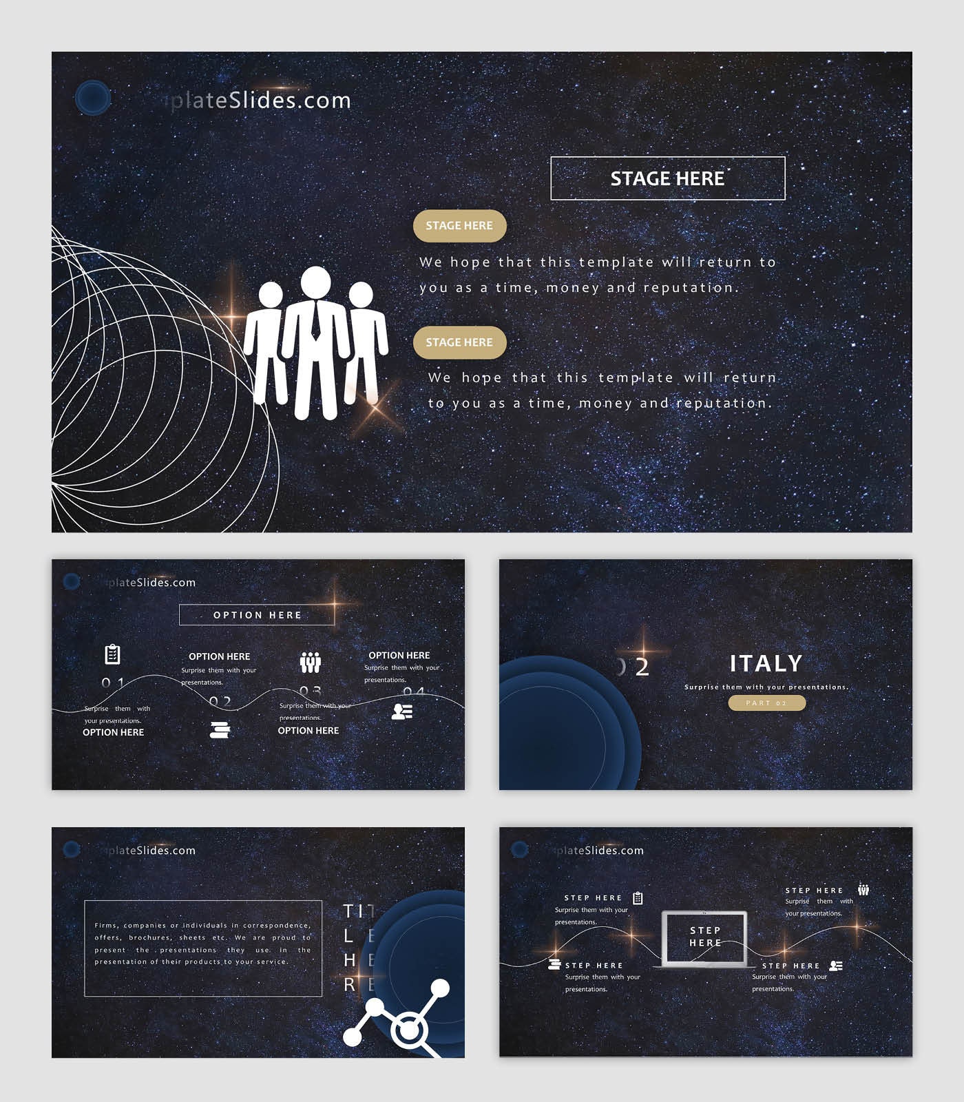 Blue Space Powerpoint Template - Etsy
