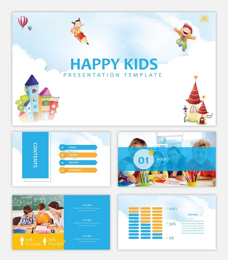 Happy Kids Powerpoint Template - Etsy