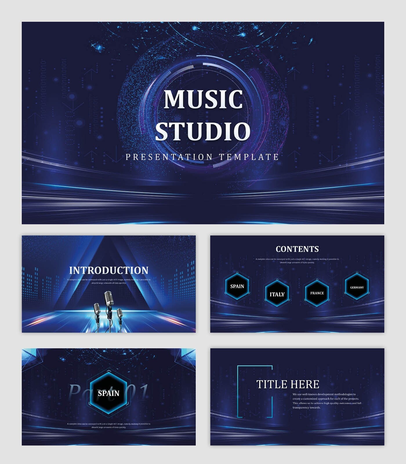 Creative Blue Music Studio Powerpoint Template - Etsy