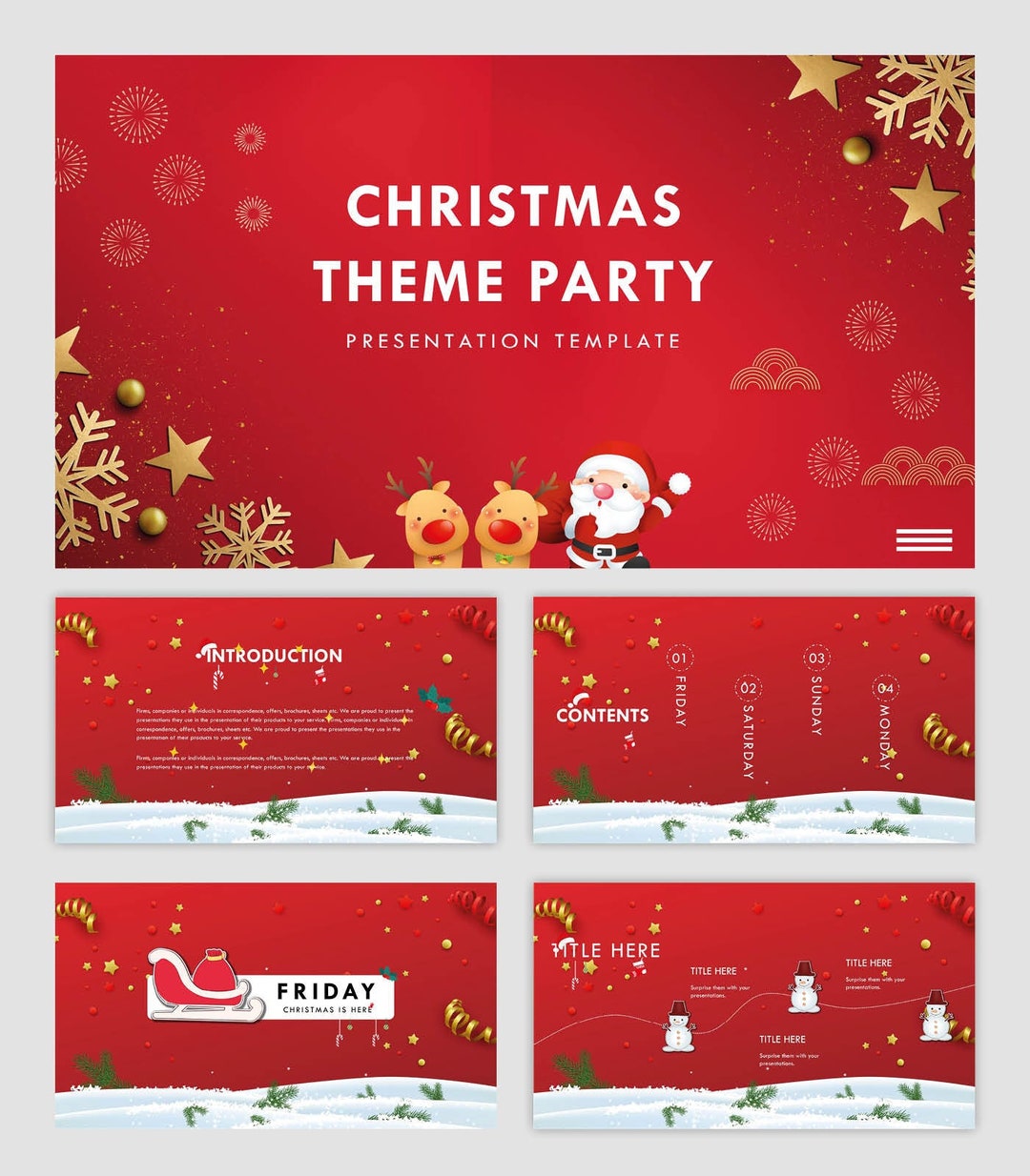 Merry Christmas Theme Party Powerpoint Template, Google Slides - Etsy