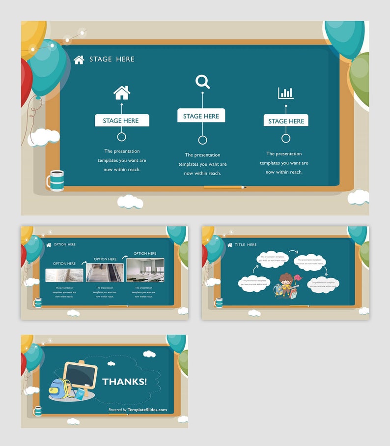Cartoon School Board Powerpoint Template - Etsy