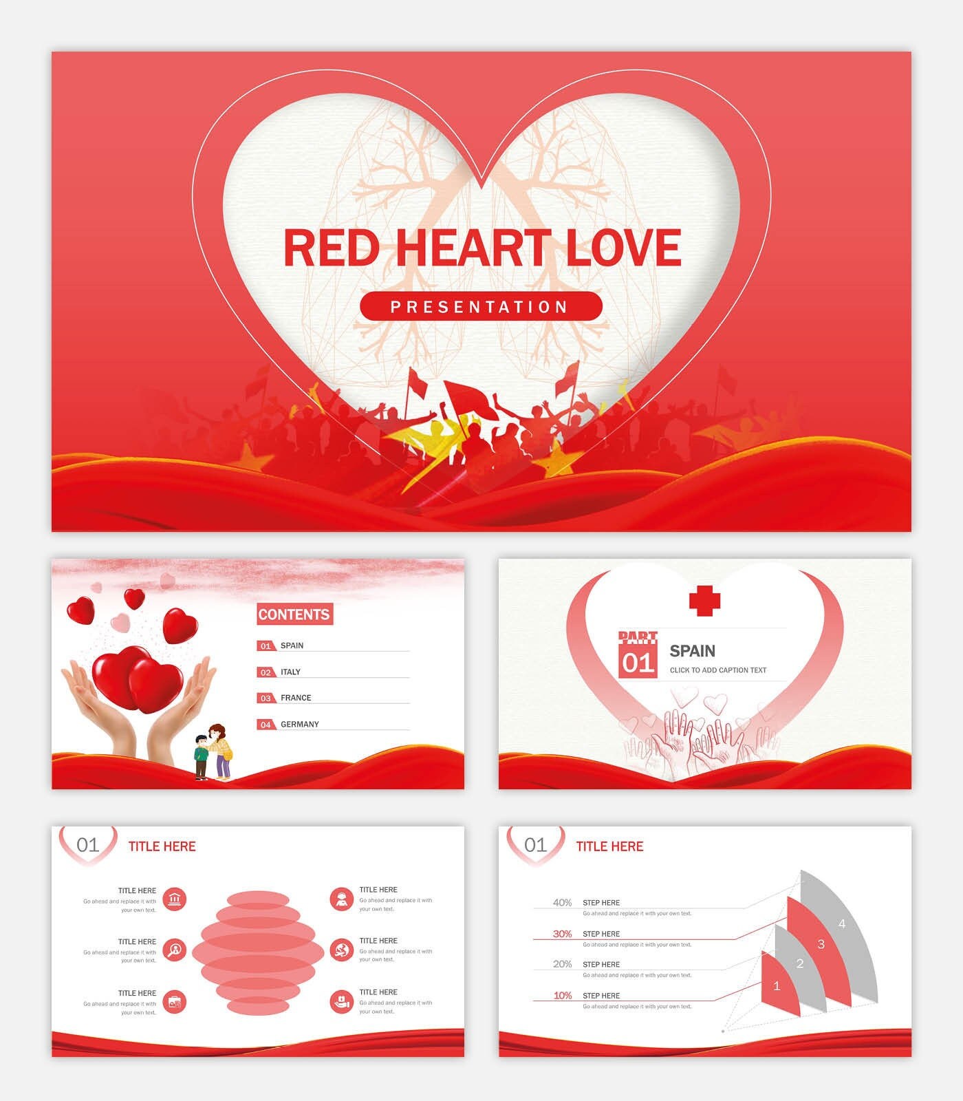 Red Heart Love Powerpoint Template, Love Google Slides, Valentine Day ...