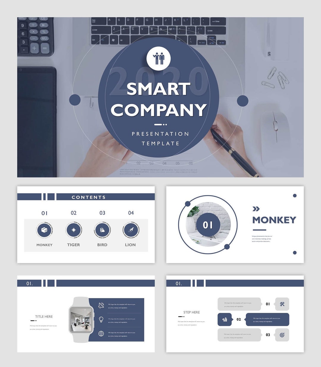 Minimal Smart Company Presentation PPT Template - Etsy