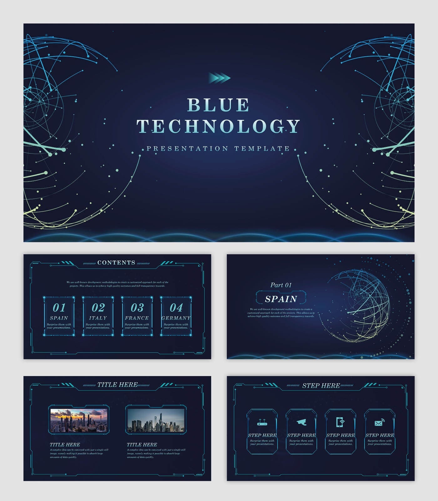 Real Blue Technology PPT Template - Etsy