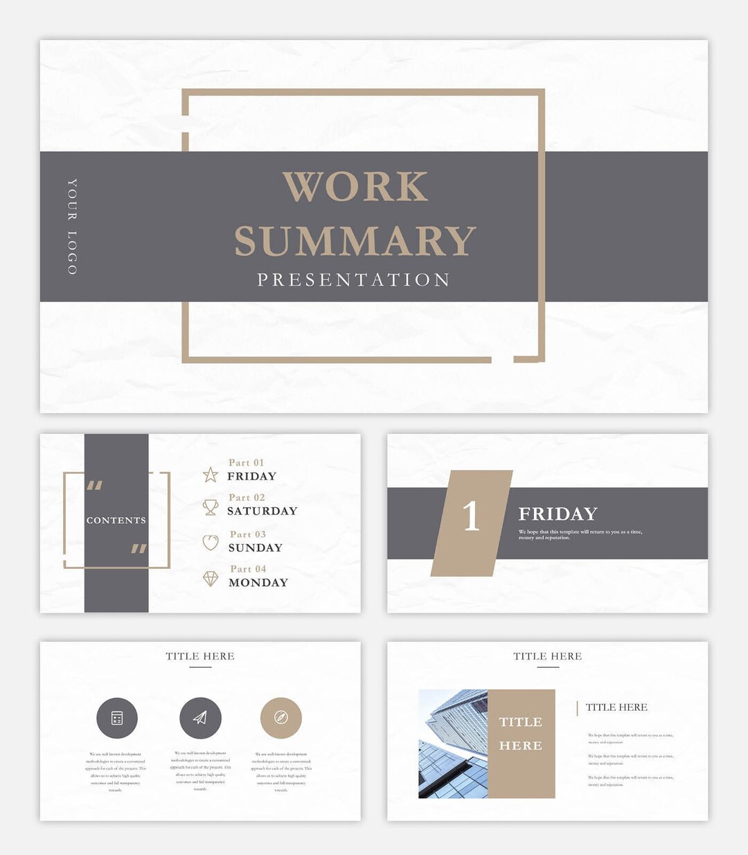 Minimal Business Work Summary Powerpoint Template - Etsy