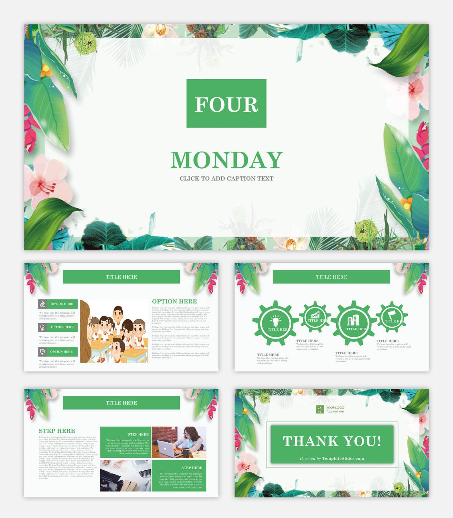 Green Leaves School Border Presentation Template, Google Slides ...