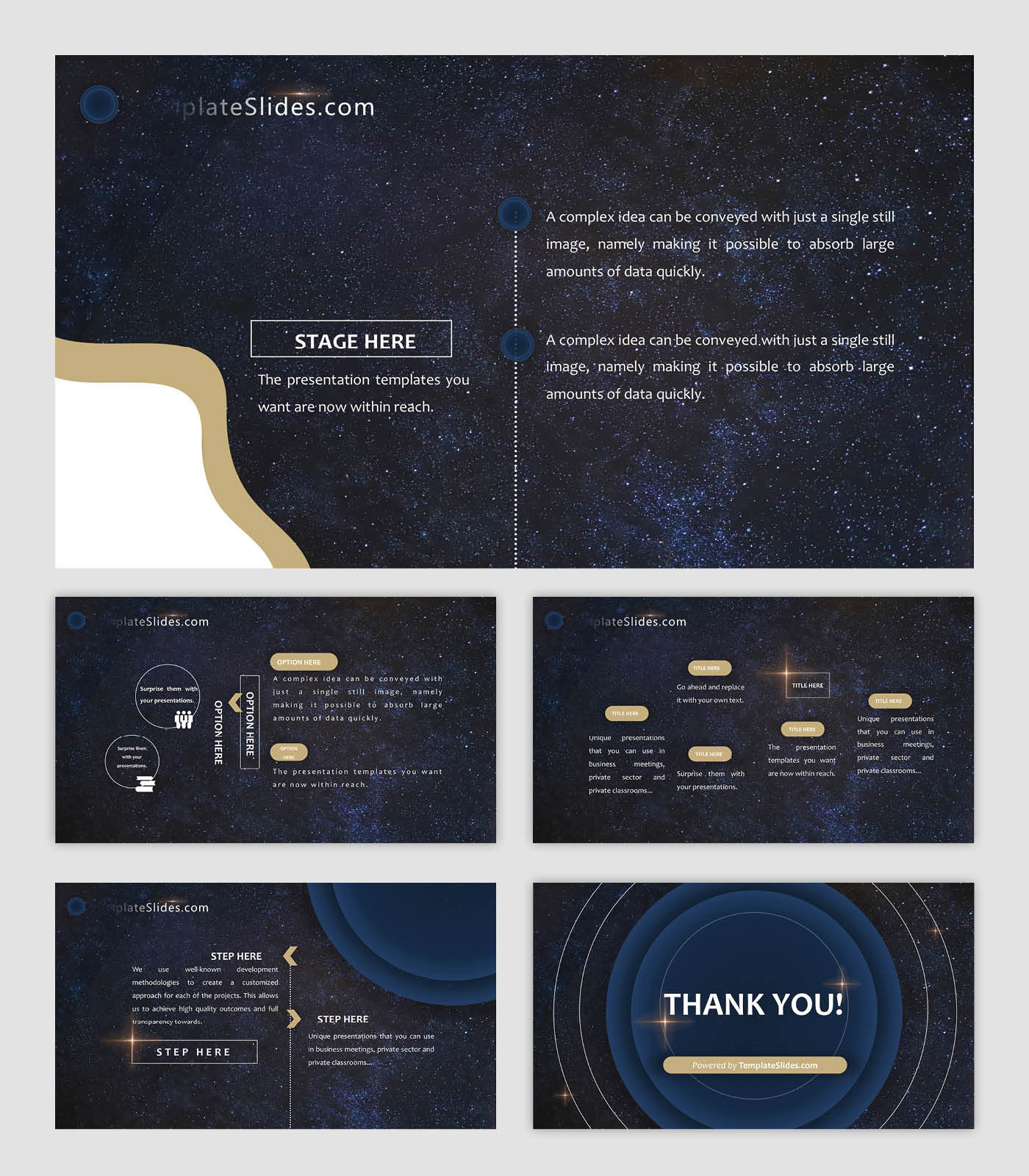 Blue Space Powerpoint Template - Etsy