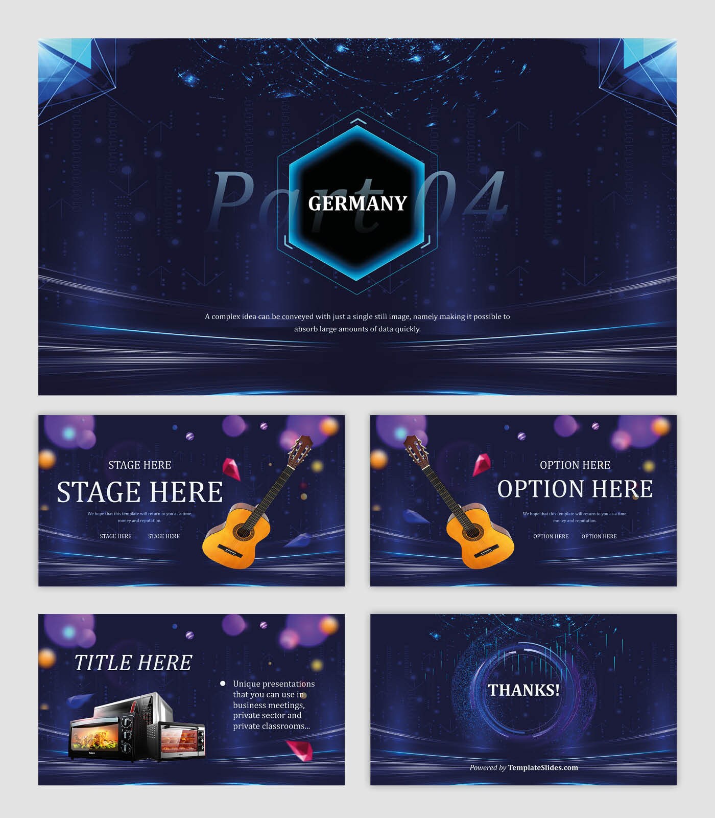 Creative Blue Music Studio Powerpoint Template - Etsy