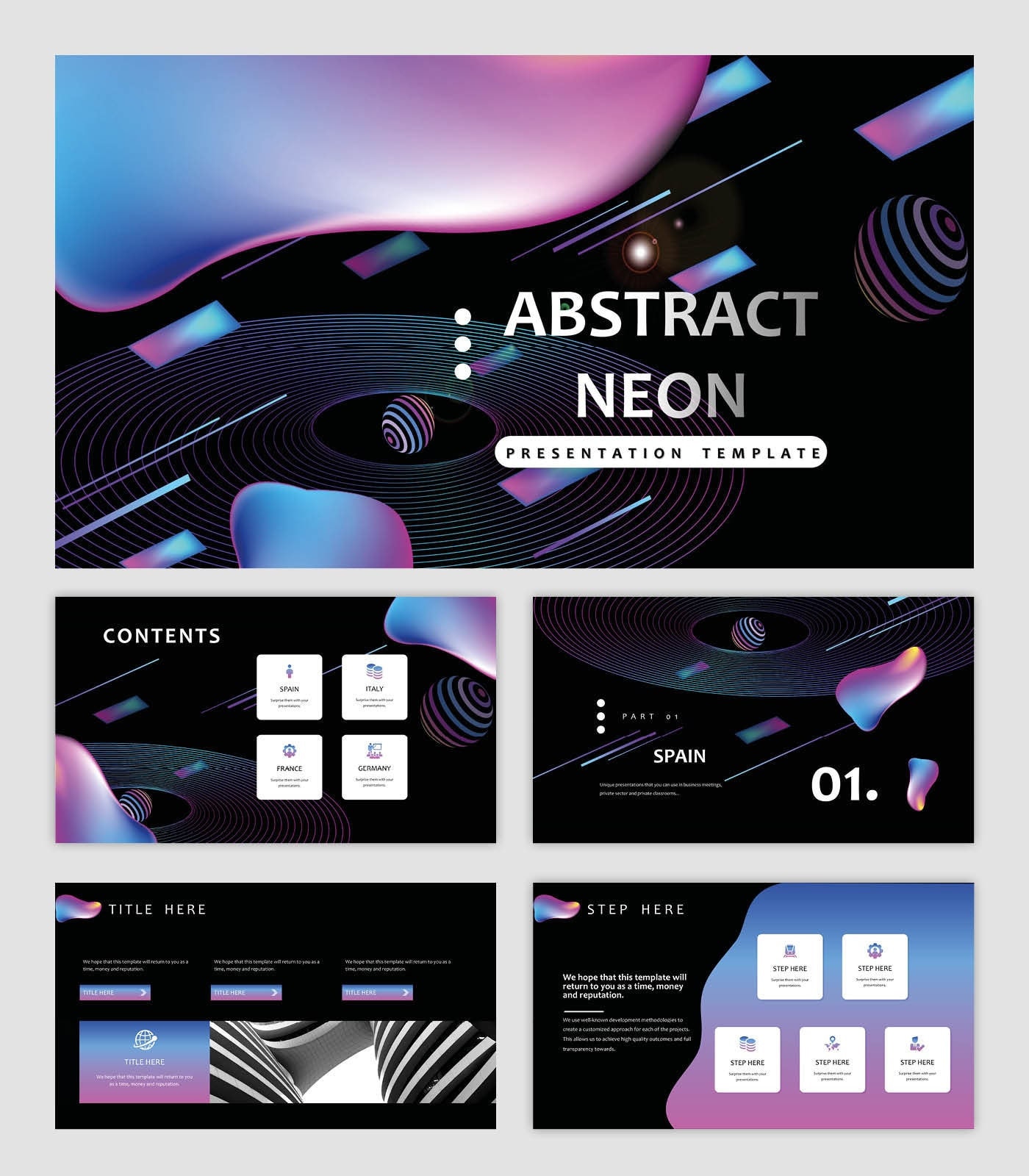 Abstract Neon Technology Powerpoint Template - Etsy