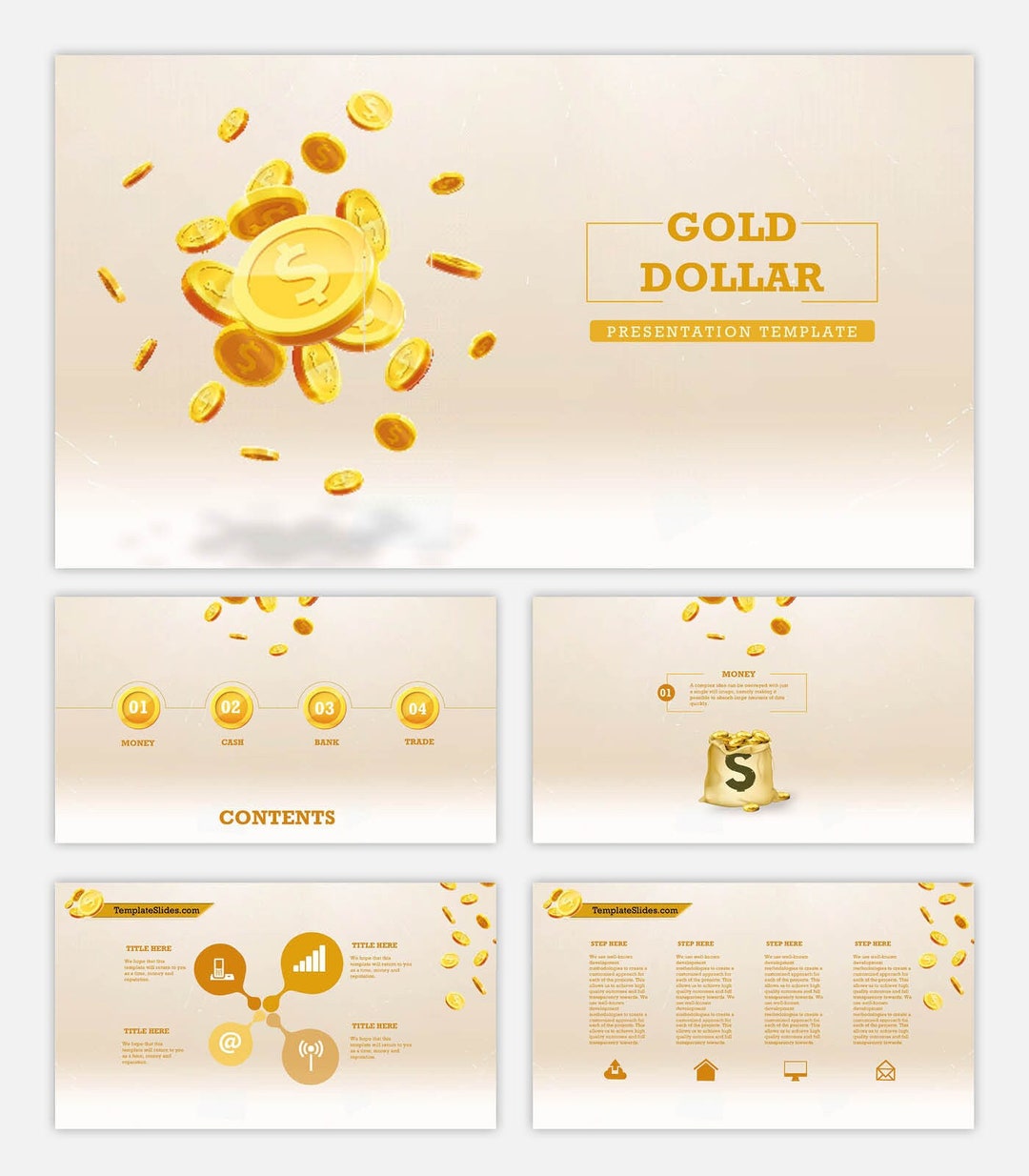 Gold Dollar Money Powerpoint Template - Etsy