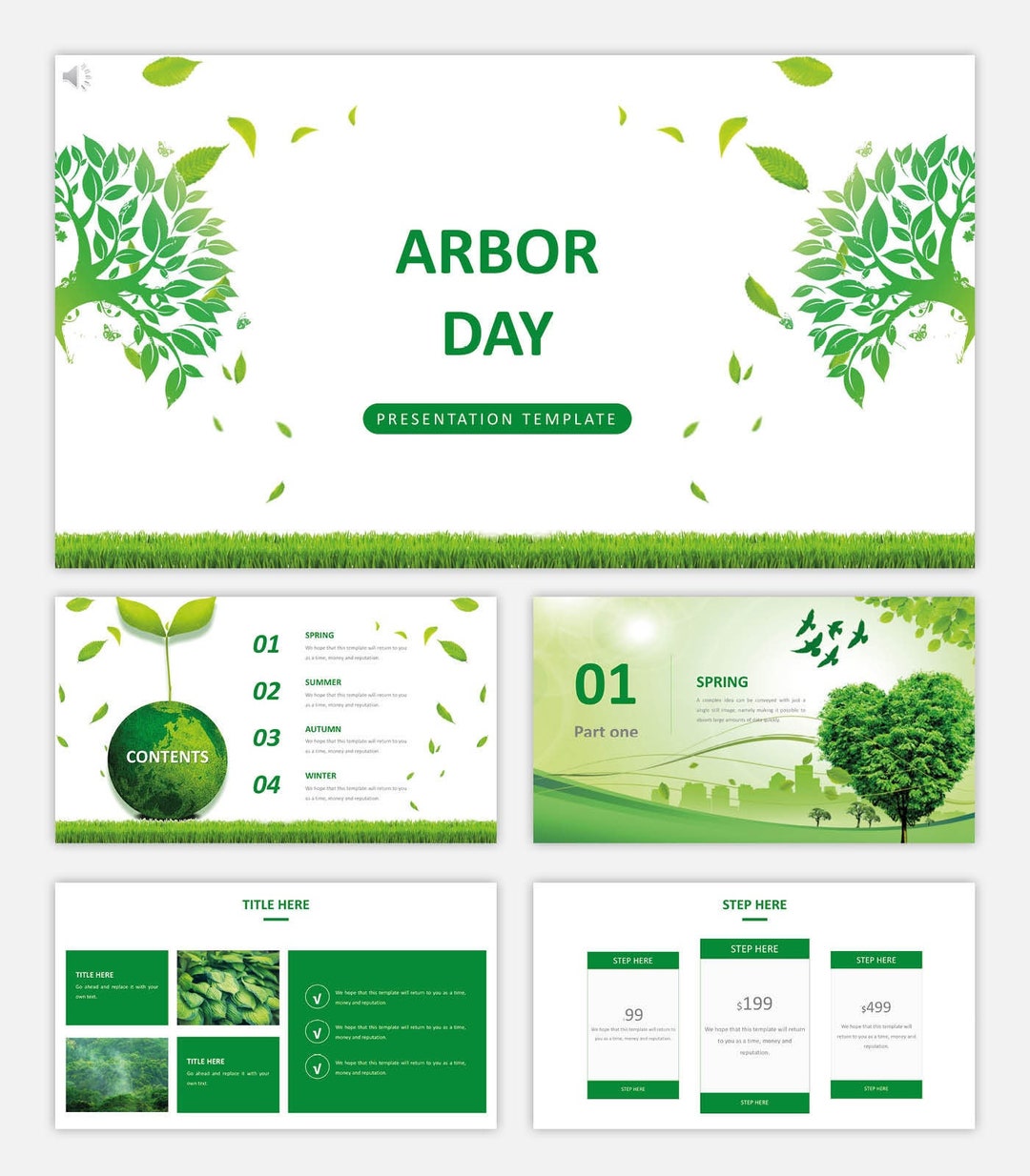 Green Arbor Day for Ecology Powerpoint Template - Etsy