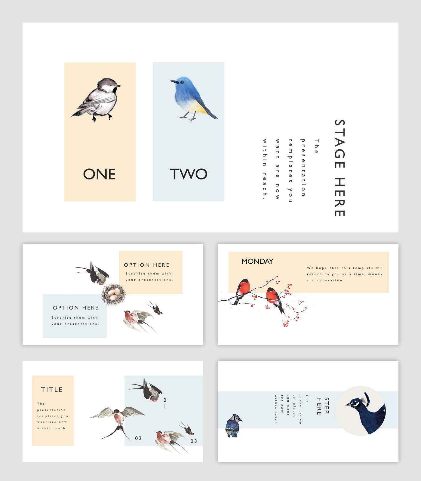 Minimal Birds Powerpoint Template - Etsy