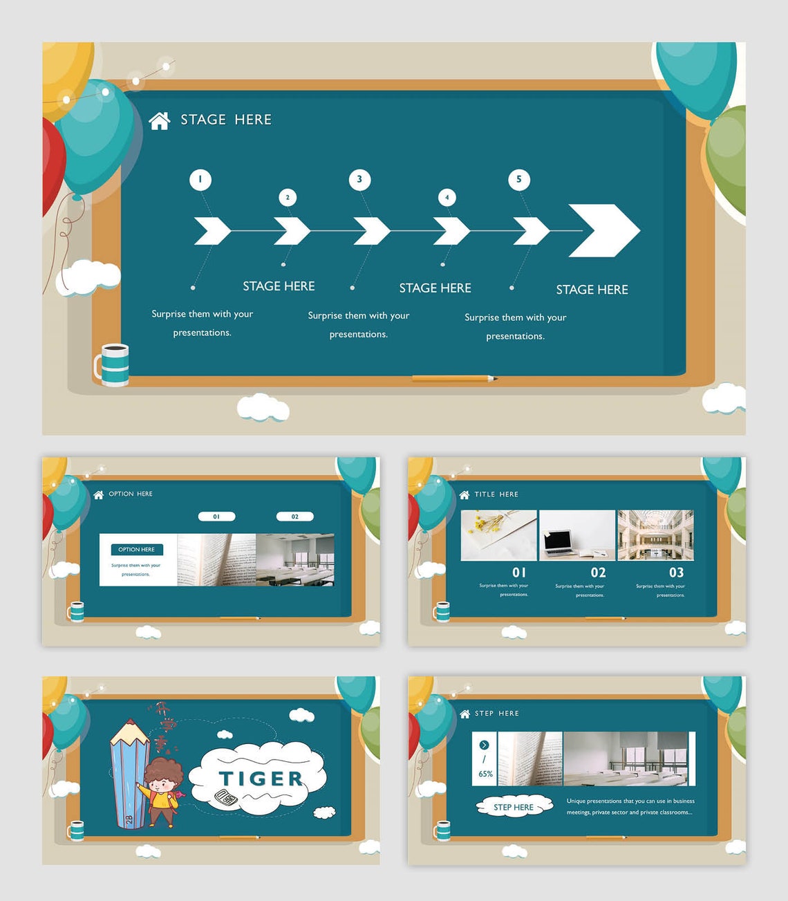 Cartoon School Board Powerpoint Template - Etsy