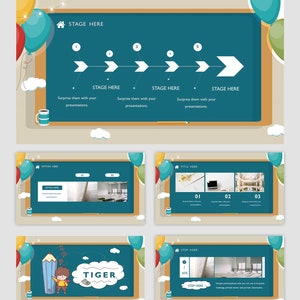 Cartoon School Board Powerpoint Template - Etsy