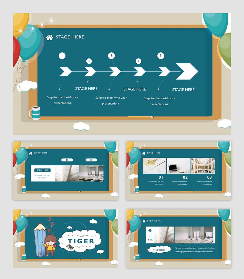 Cartoon School Board Powerpoint Template - Etsy