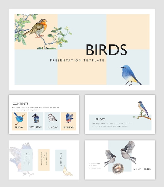 Minimal Birds Powerpoint Template | Etsy