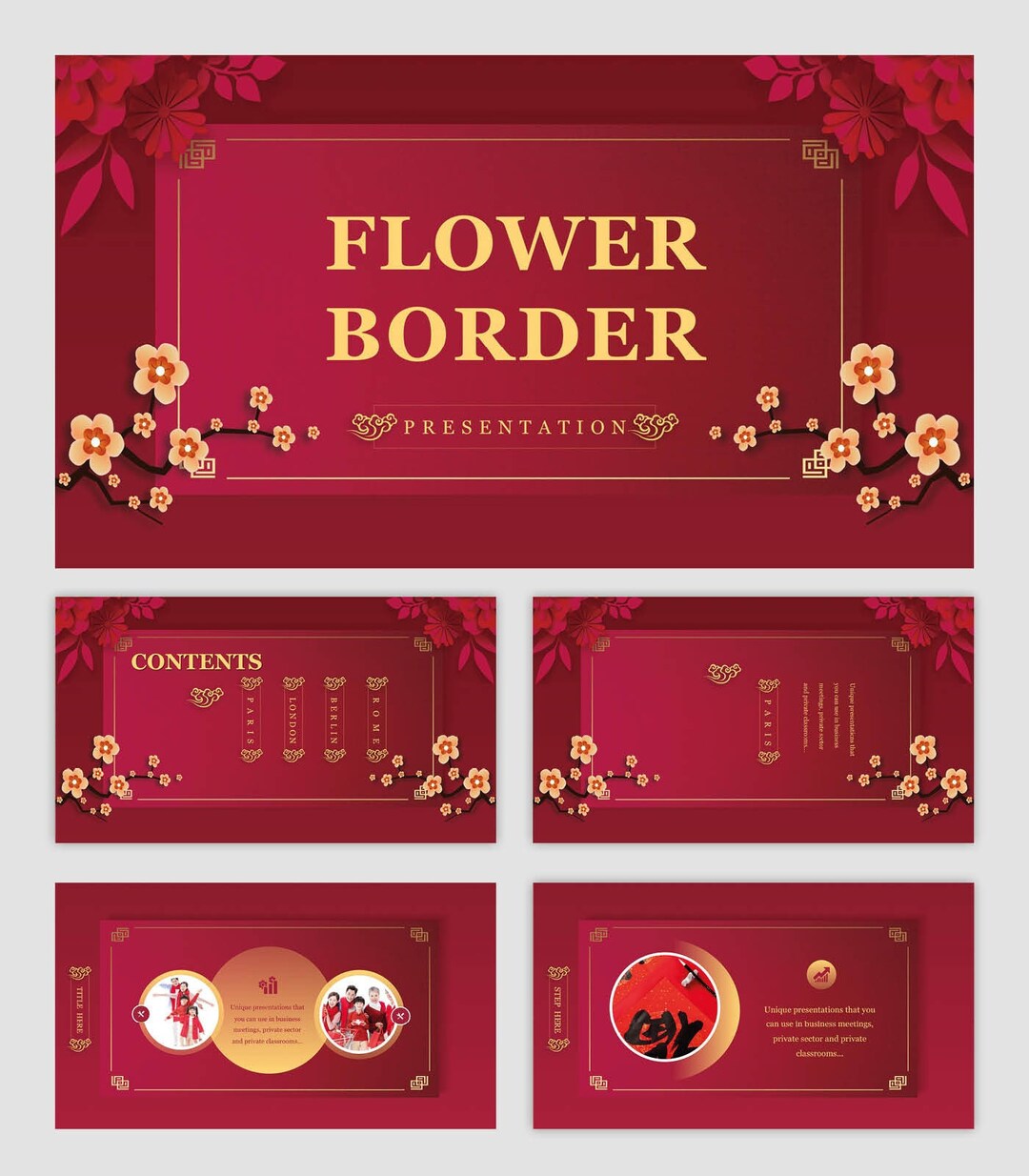 Modern Flower Border Style Powerpoint Template - Etsy