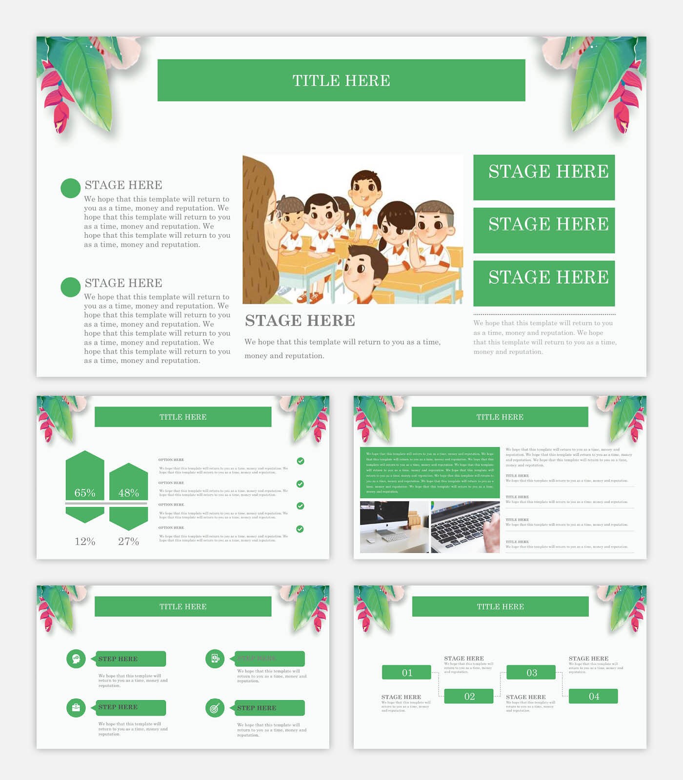 Green Leaves School Border Presentation Template, Google Slides ...