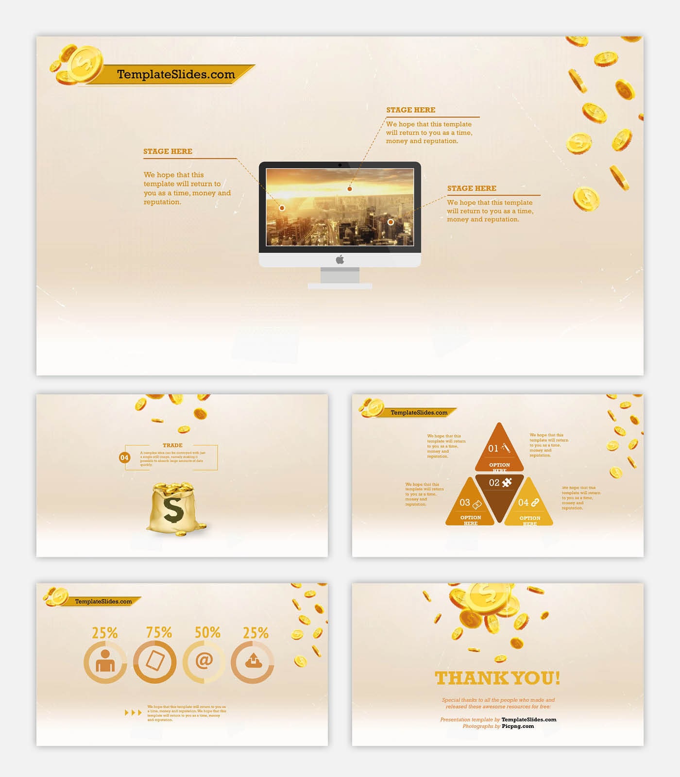 Gold Dollar Money Powerpoint Template - Etsy