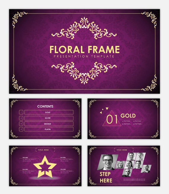 Floral Frame Border Powerpoint Template | Etsy