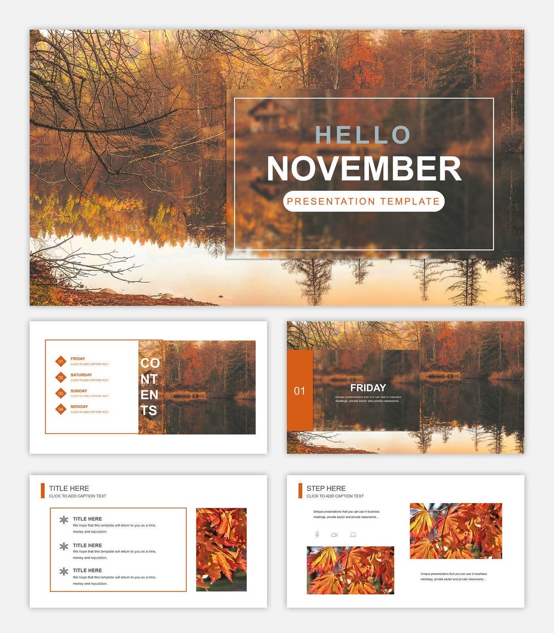 Hello November Autumn PPT Template - Etsy