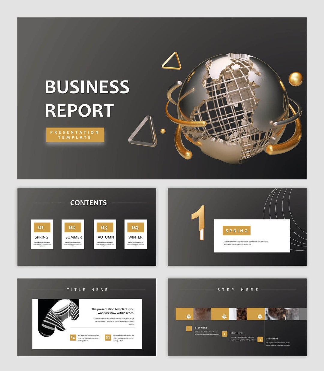 Minimal Business Report PPT Template - Etsy