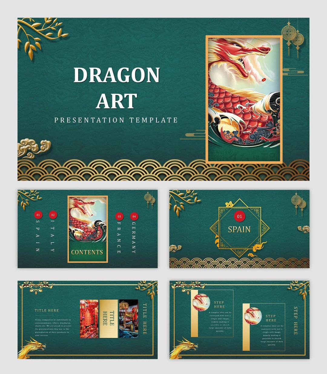 Creative Dragon Art PPT Template - Etsy