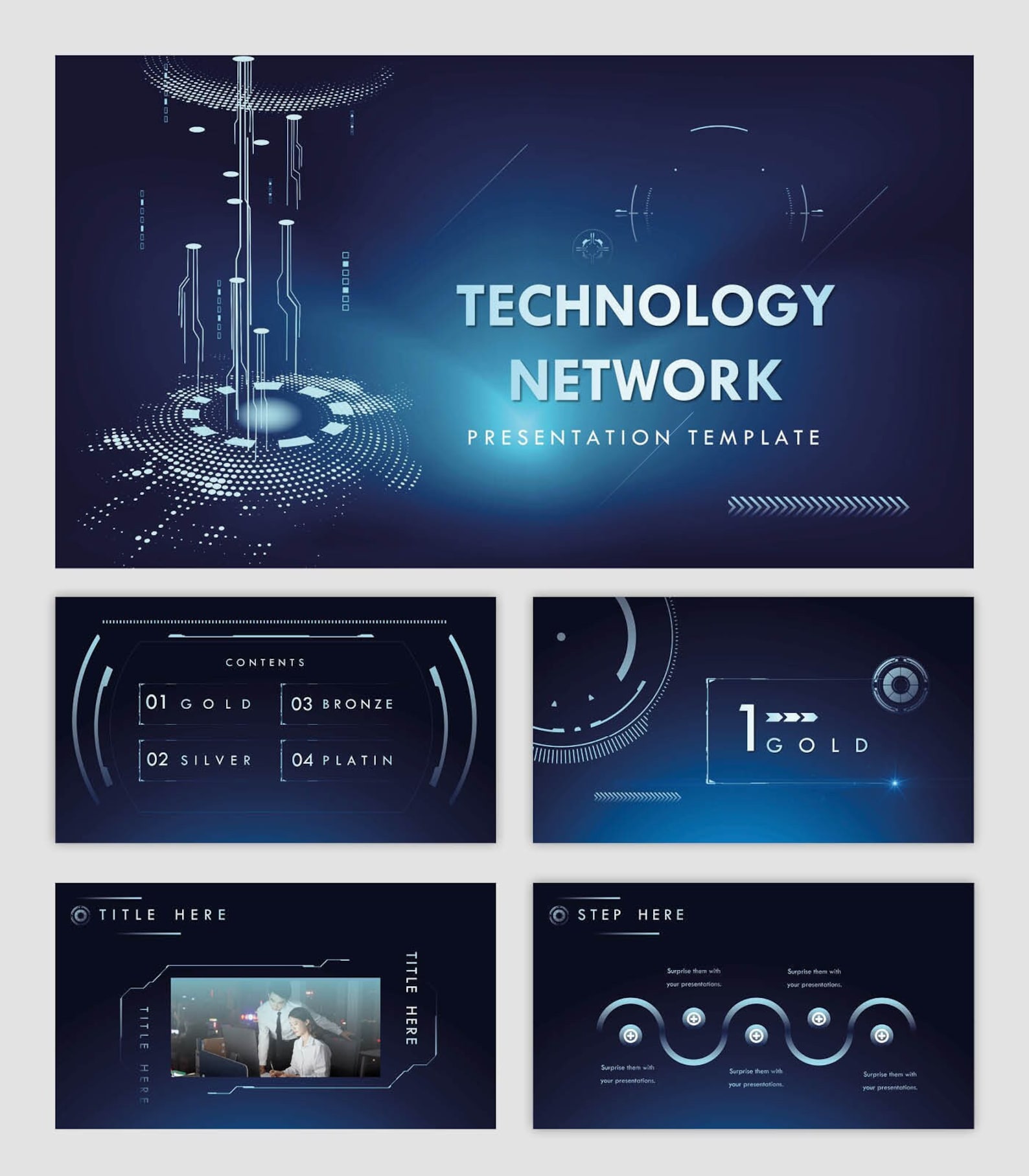 Minimal Technology Network PPT Template - Etsy