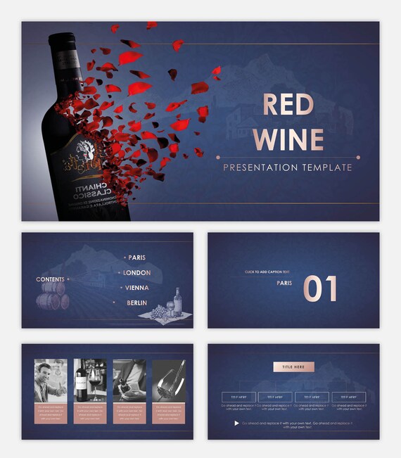 Red Wine Drinks Powerpoint Templates Google Slides & Keynote | Etsy