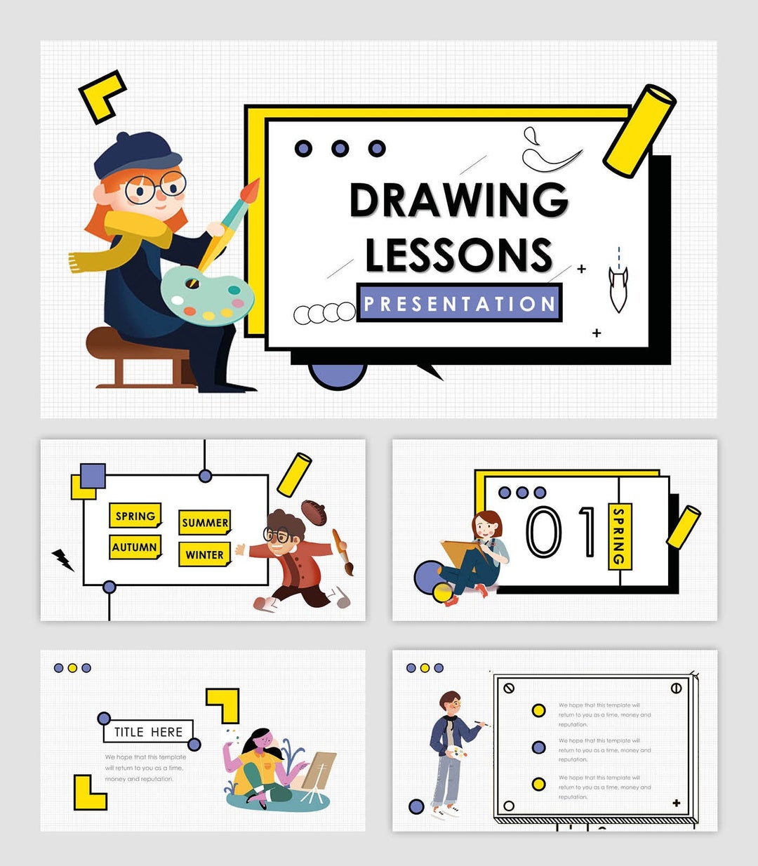 Cartoon Style School Powerpoint Template - Etsy
