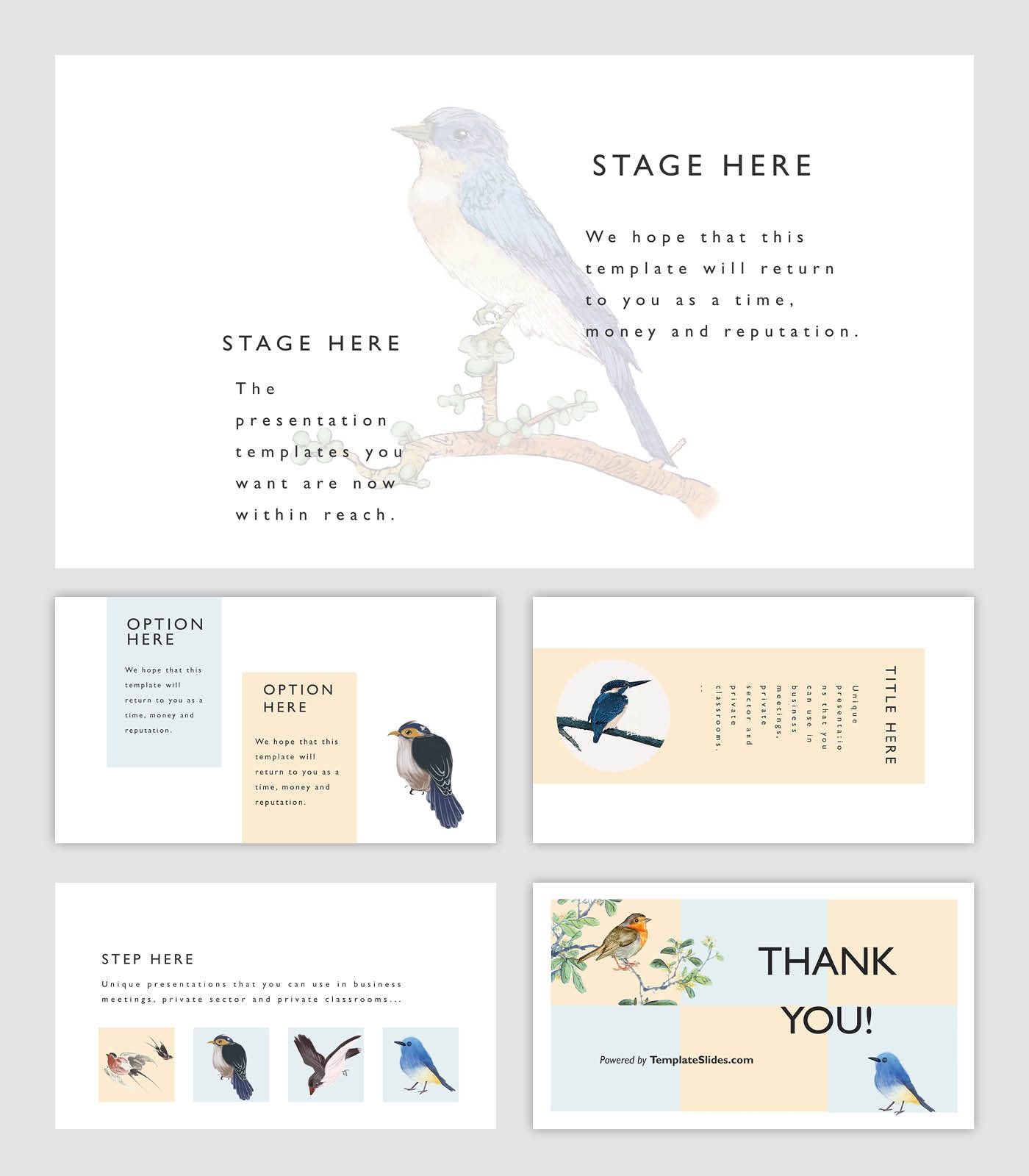 Minimal Birds Powerpoint Template - Etsy