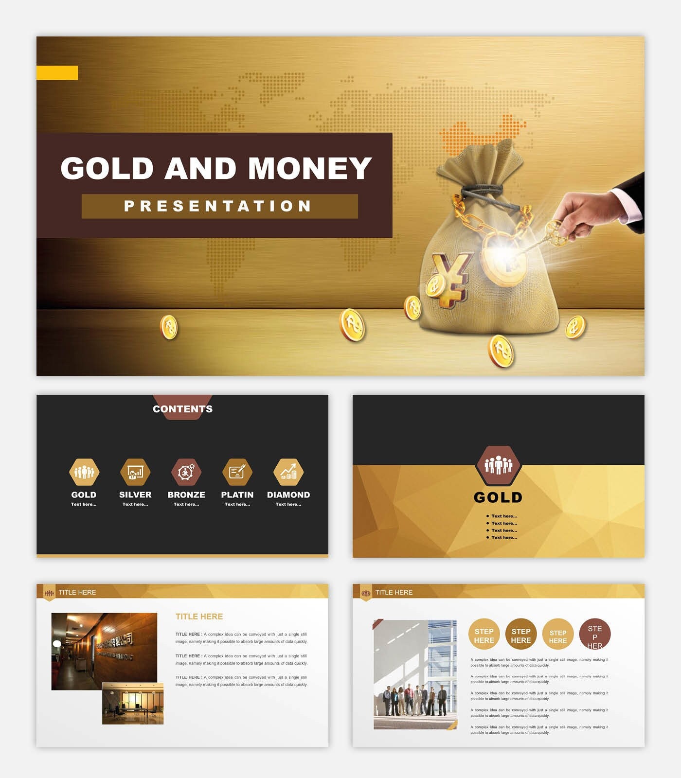Gold and Money Finance Powerpoint Template, Gold Presentation Slides - Etsy