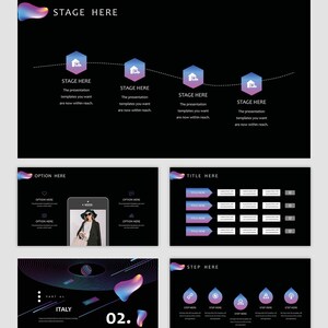 Abstract Neon Technology Powerpoint Template - Etsy
