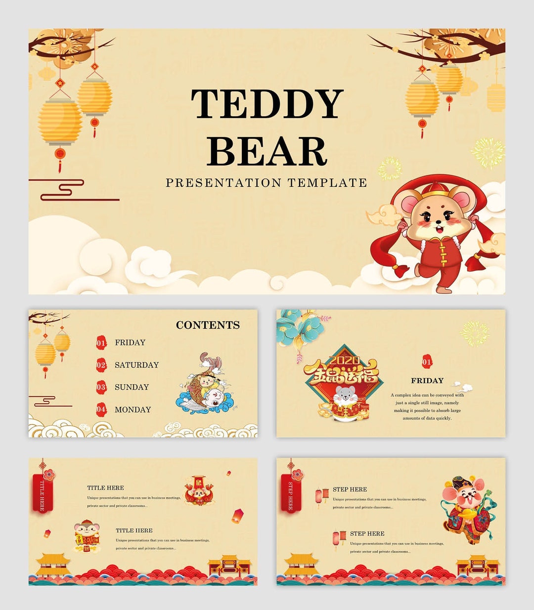 Funny Teddy Bear PPT Template - Etsy