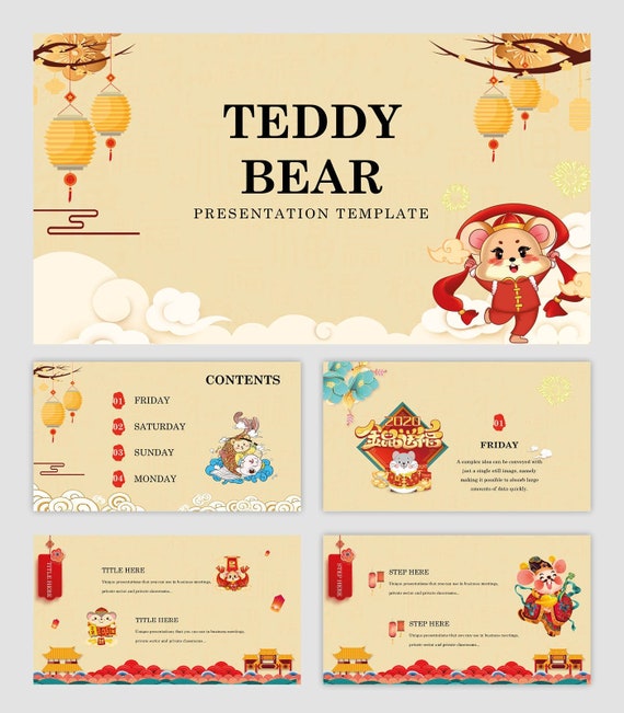 Funny Teddy Bear PPT Template - Etsy