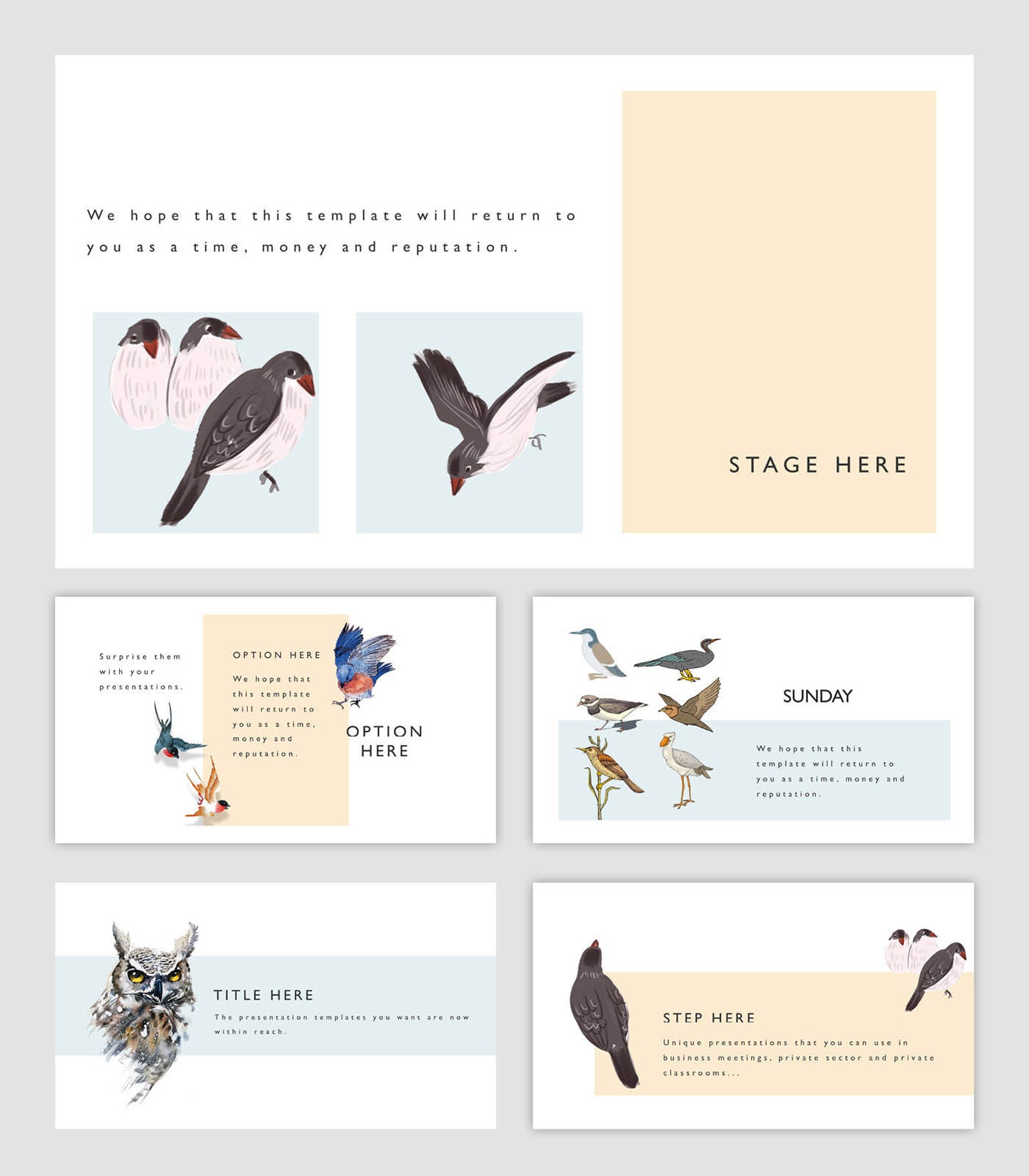 Minimal Birds Powerpoint Template - Etsy