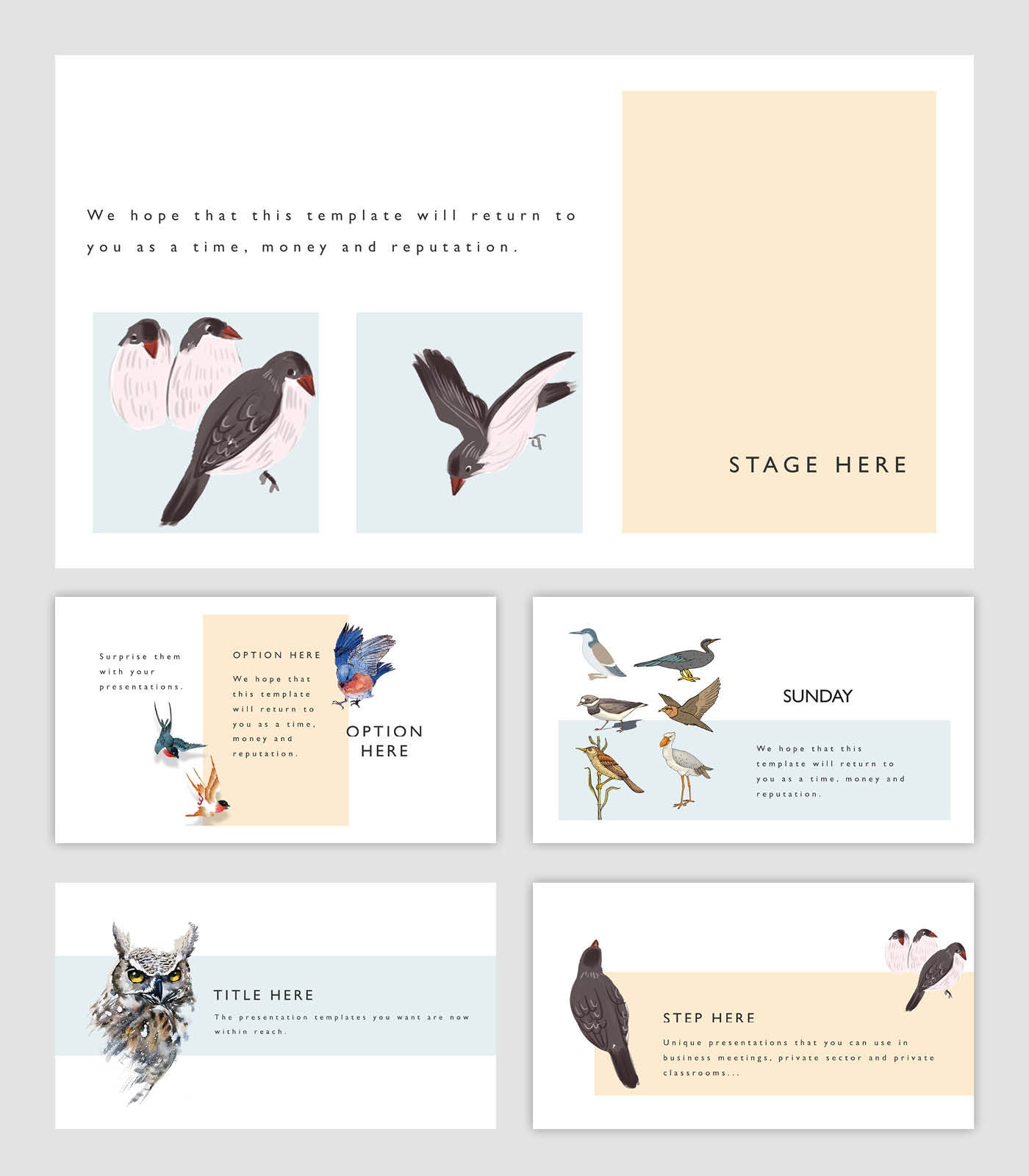 Minimal Birds Powerpoint Template - Etsy