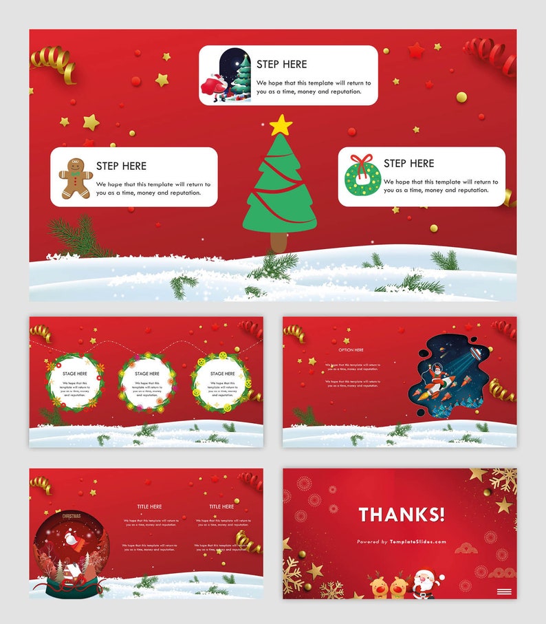 Merry Christmas Theme Party Powerpoint Template, Google Slides - Etsy
