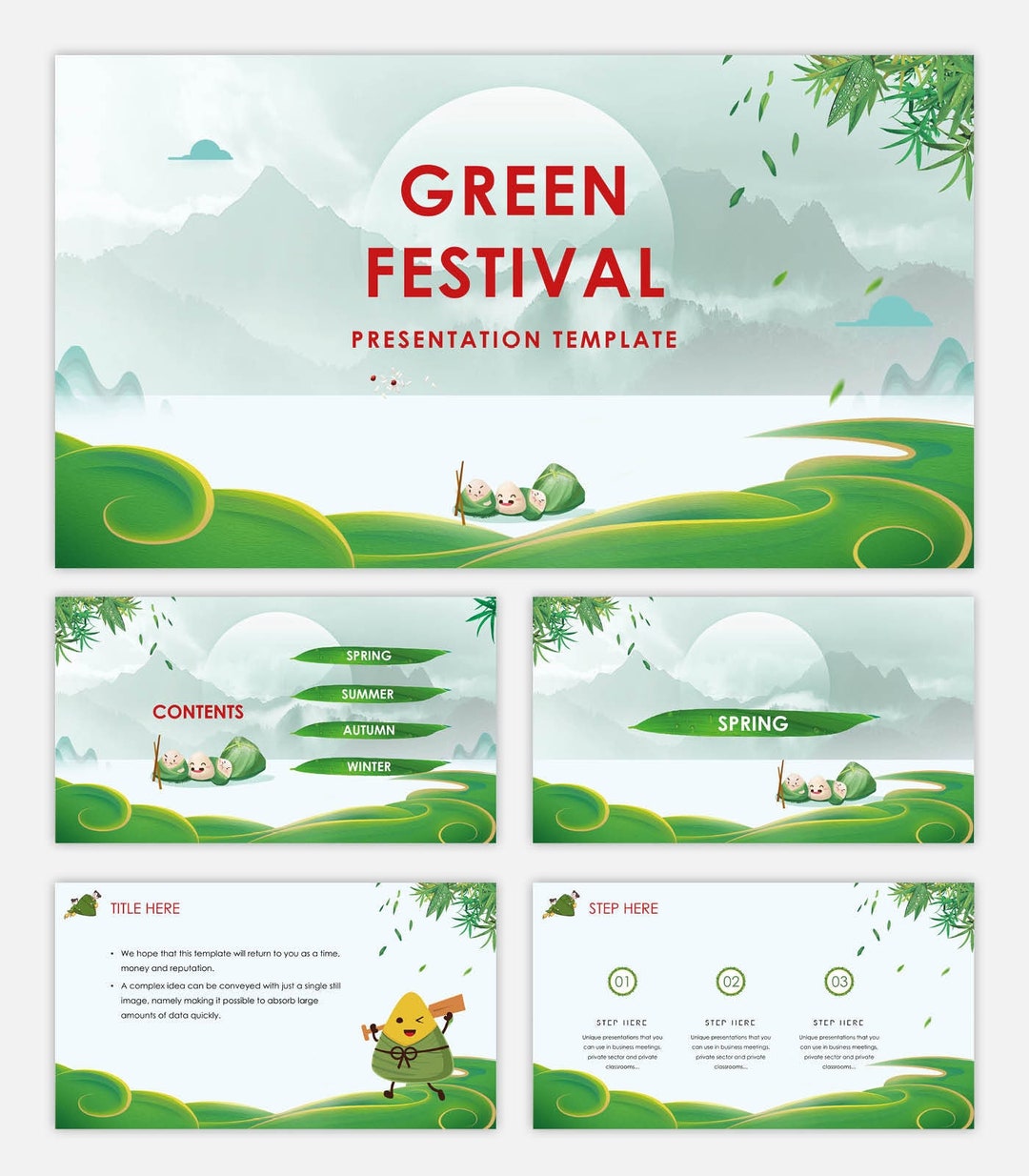 Green Festival Powerpoint Template for Ecological - Etsy