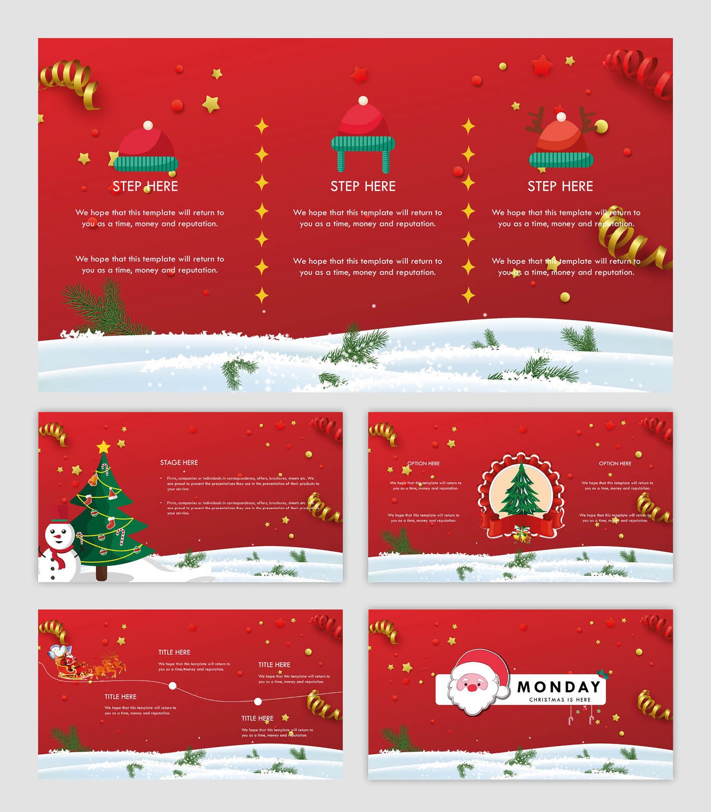 Merry Christmas Theme Party Powerpoint Template, Google Slides - Etsy