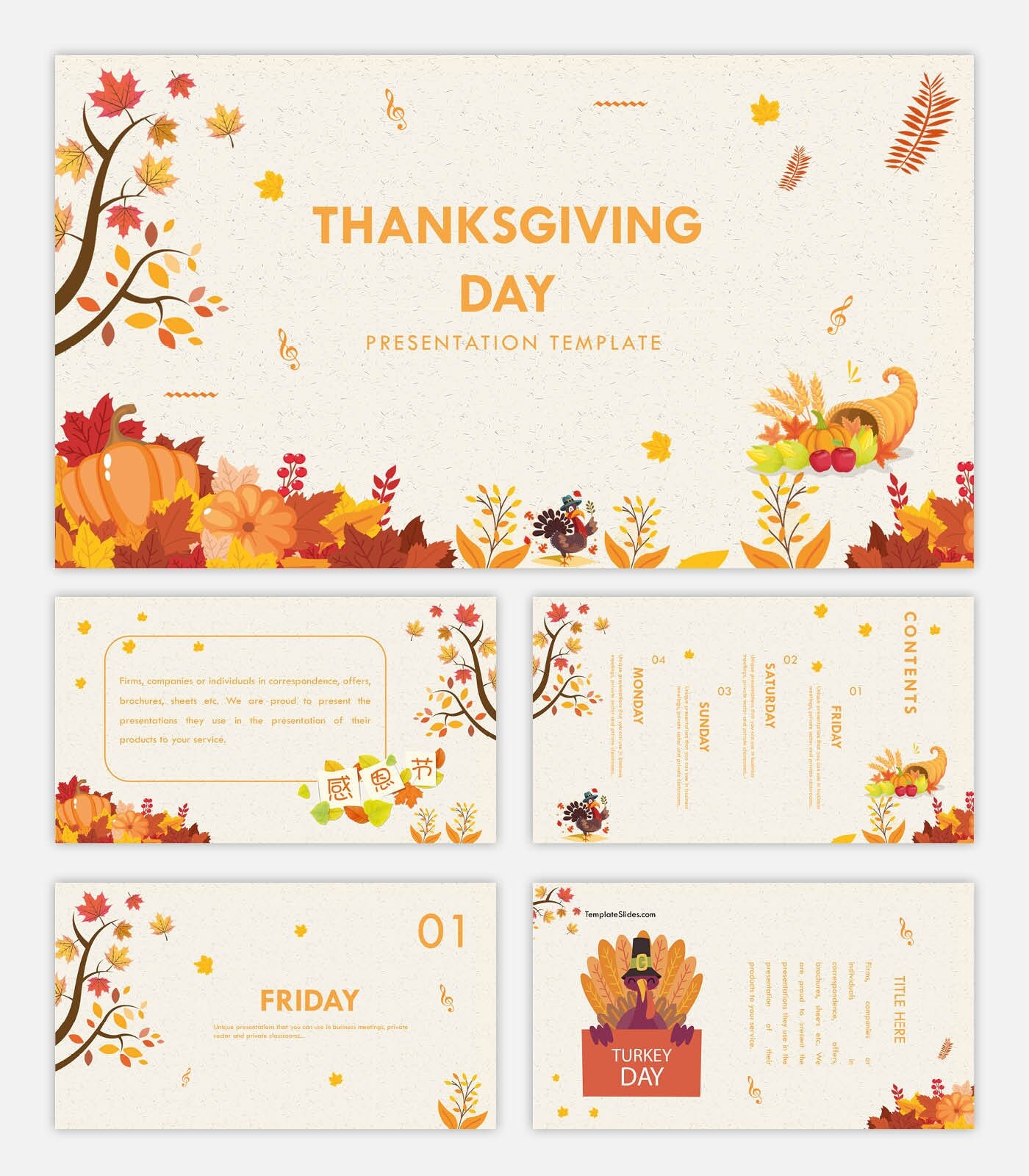 Thanksgiving Day Party Powerpoint Template - Etsy
