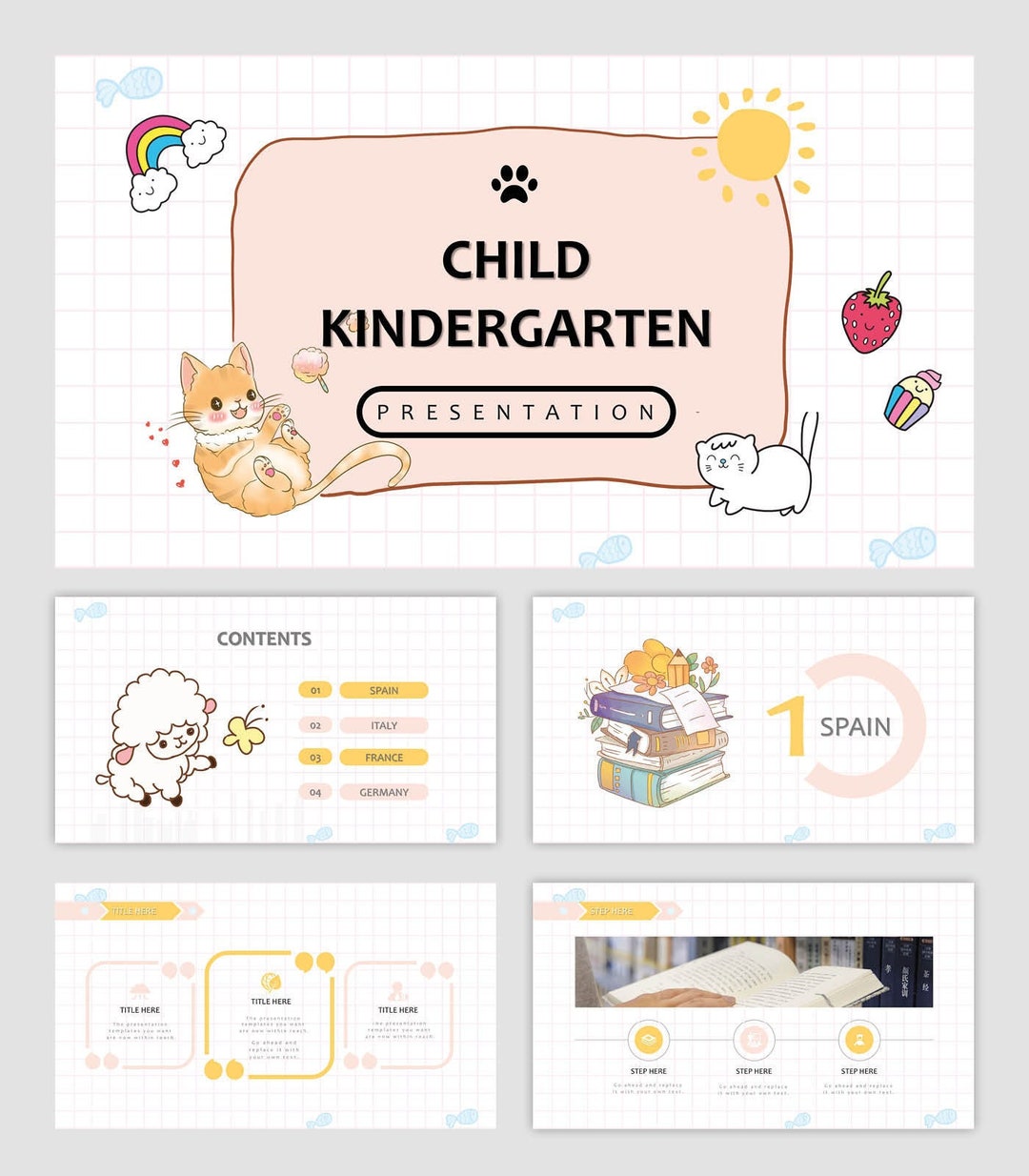 Modern Child Kindergarten Powerpoint Template - Etsy