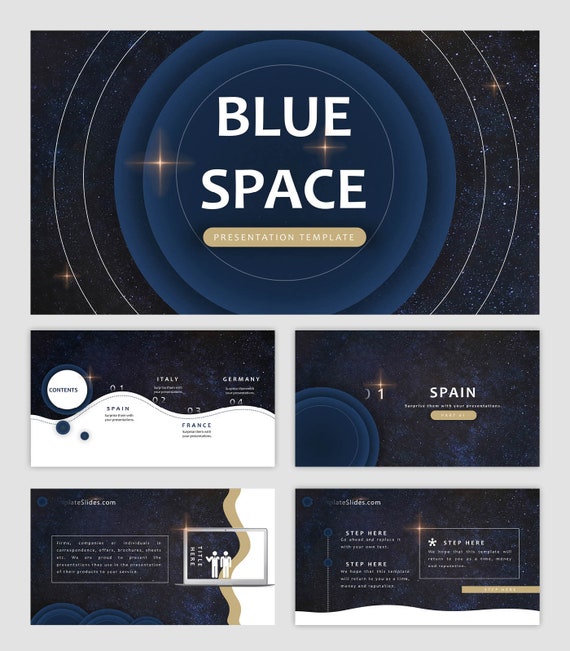 Blue Space Powerpoint Template | Etsy