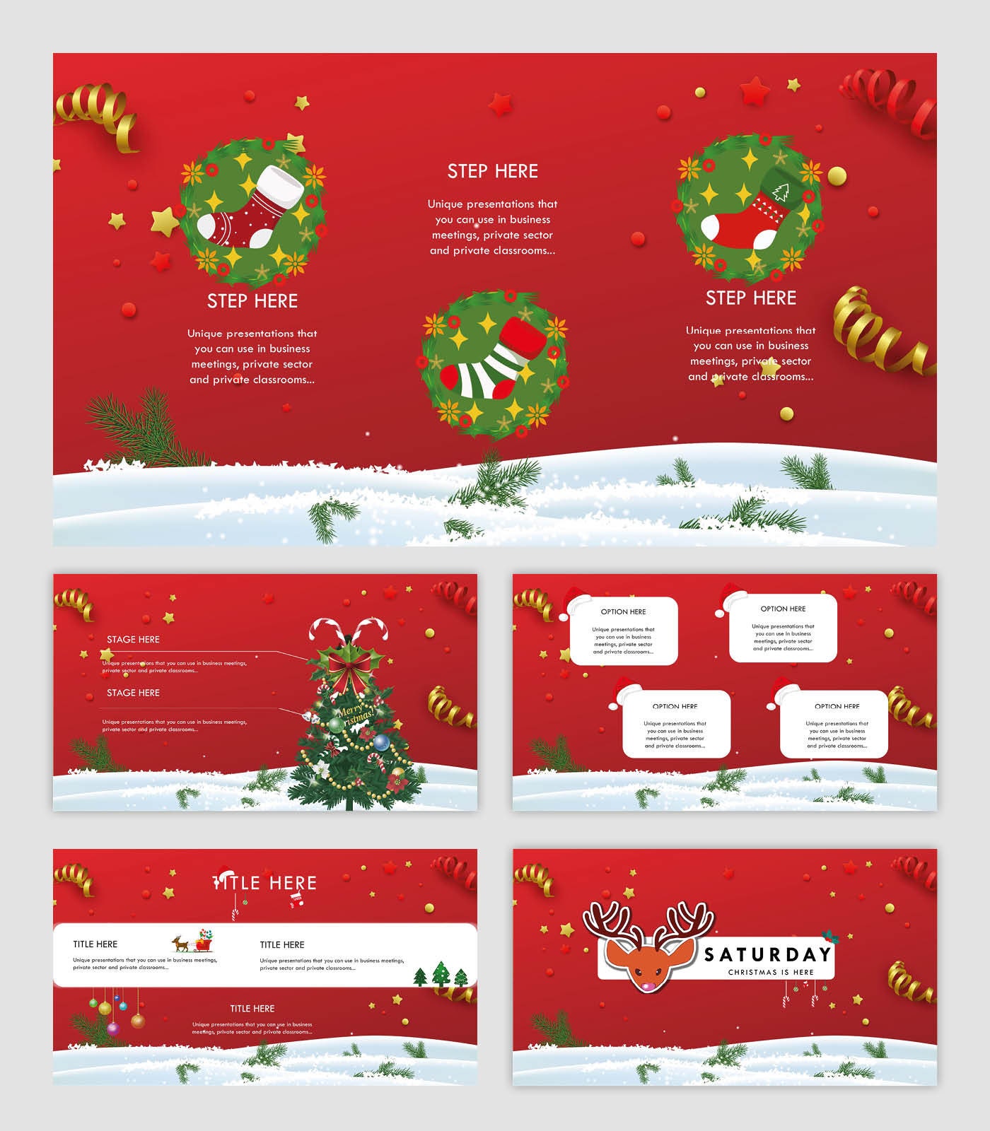 Merry Christmas Theme Party Powerpoint Template, Google Slides - Etsy