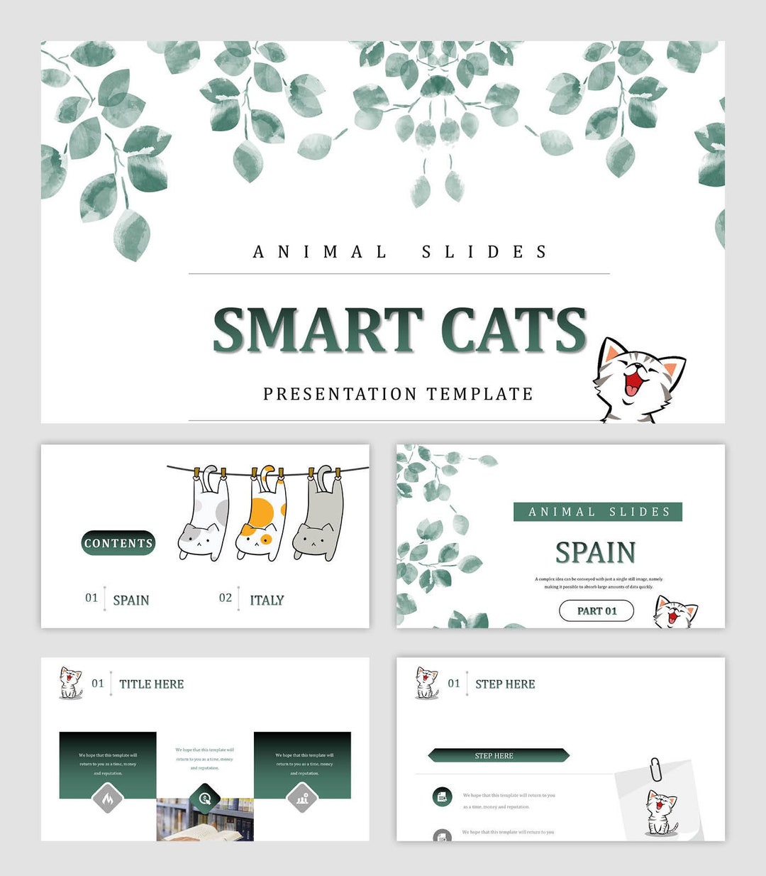Smart Cat Lovers Powerpoint Template - Etsy